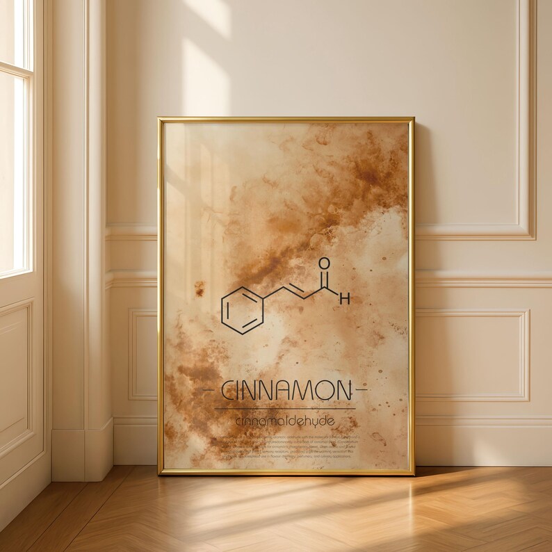 Cinnamon Wall Art | Cinnamaldehyde Molecular Structure Poster | - Etsy