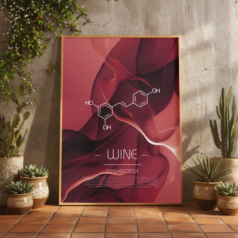 Wine Molecular Structure Poster | Resveratrol Chemistry Wall Art ...
