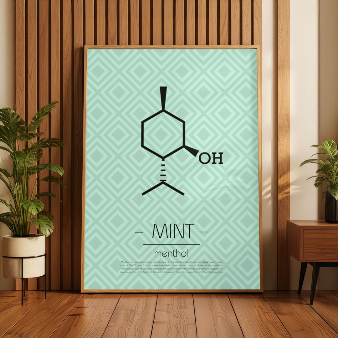 Mint Molecule Art Print | Minimalist Science Decor | Menthol Chemical ...