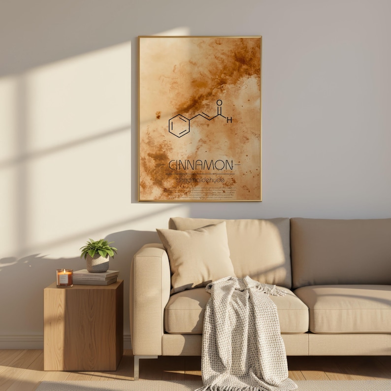 Cinnamaldehyde Molecular Structure Poster | Minimalist Cinnamon ...
