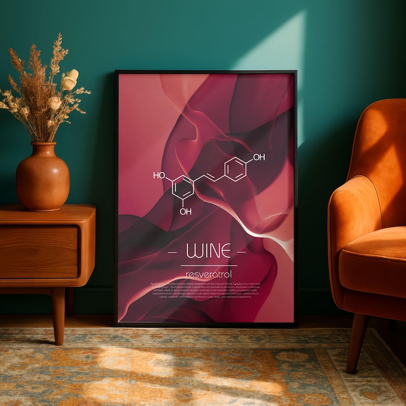 Wine Molecular Structure Poster | Resveratrol Chemistry Wall Art ...