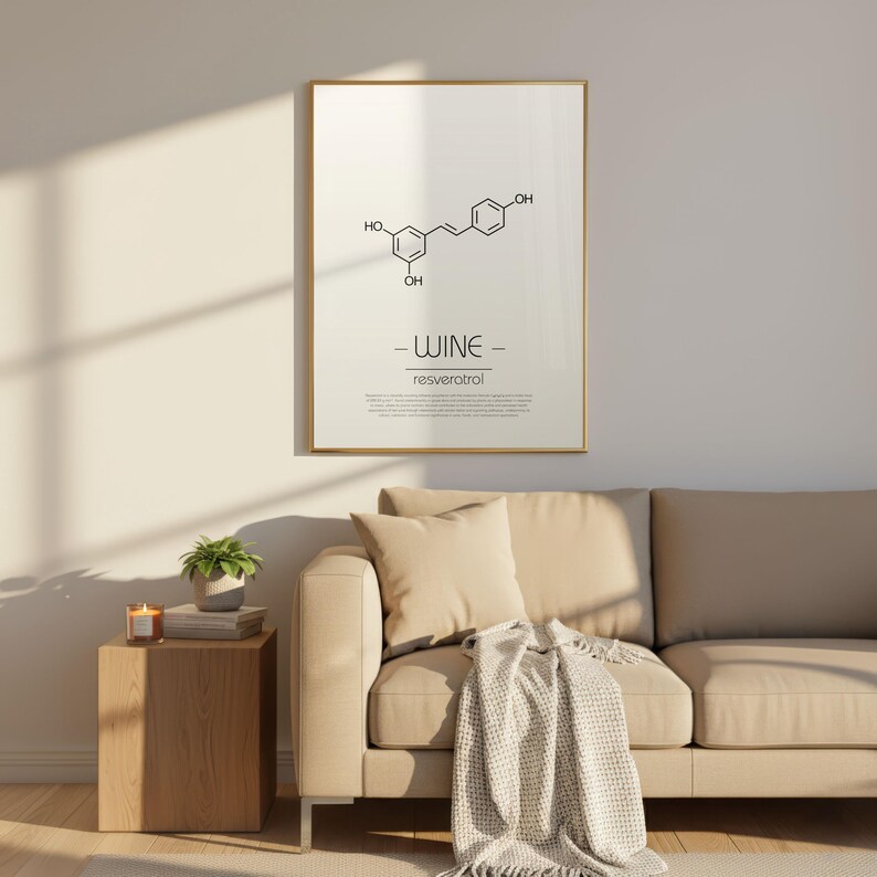 Resveratrol Wine Molecule Art Print | Minimalist Chemistry Poster - Etsy