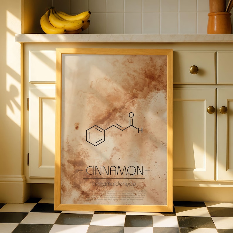 Cinnamaldehyde Molecular Structure Poster | Minimalist Cinnamon ...