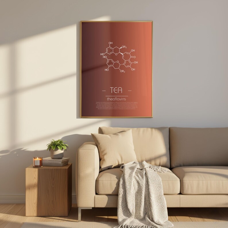 Tea Molecular Structure Poster | Theaflavins Chemistry Wall Art ...