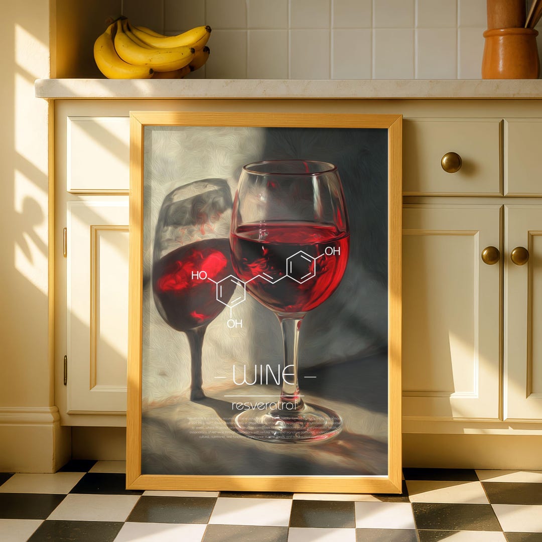 Resveratrol Molecule Wall Art | Red Wine Chemistry Poster for Wine ...