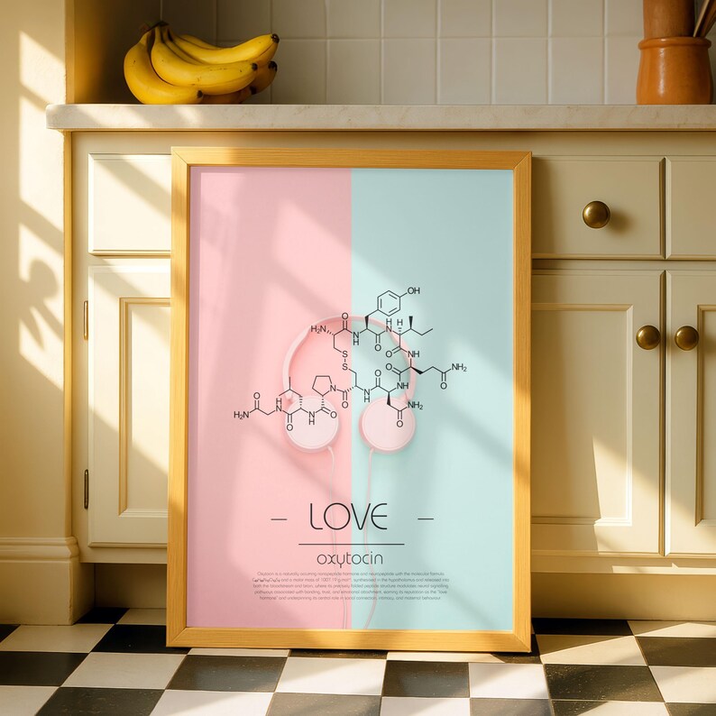 Oxytocin Molecule Poster | Mood & Love Chemistry Wall Art With Music ...