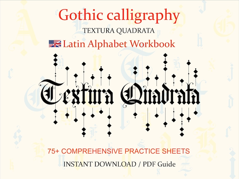 Gothic Calligraphy Workbook: Latin Alphabet | Textura Quadrata Practice ...