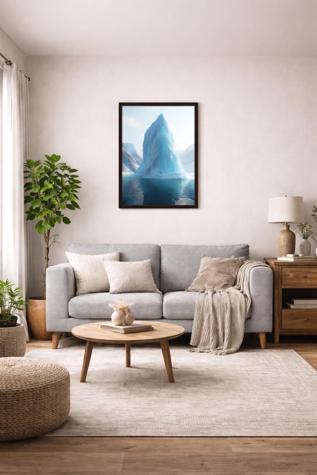 Blue Iceberg Wall Art – Ethereal Arctic Ice Print, Calm Spa Bathroom ...