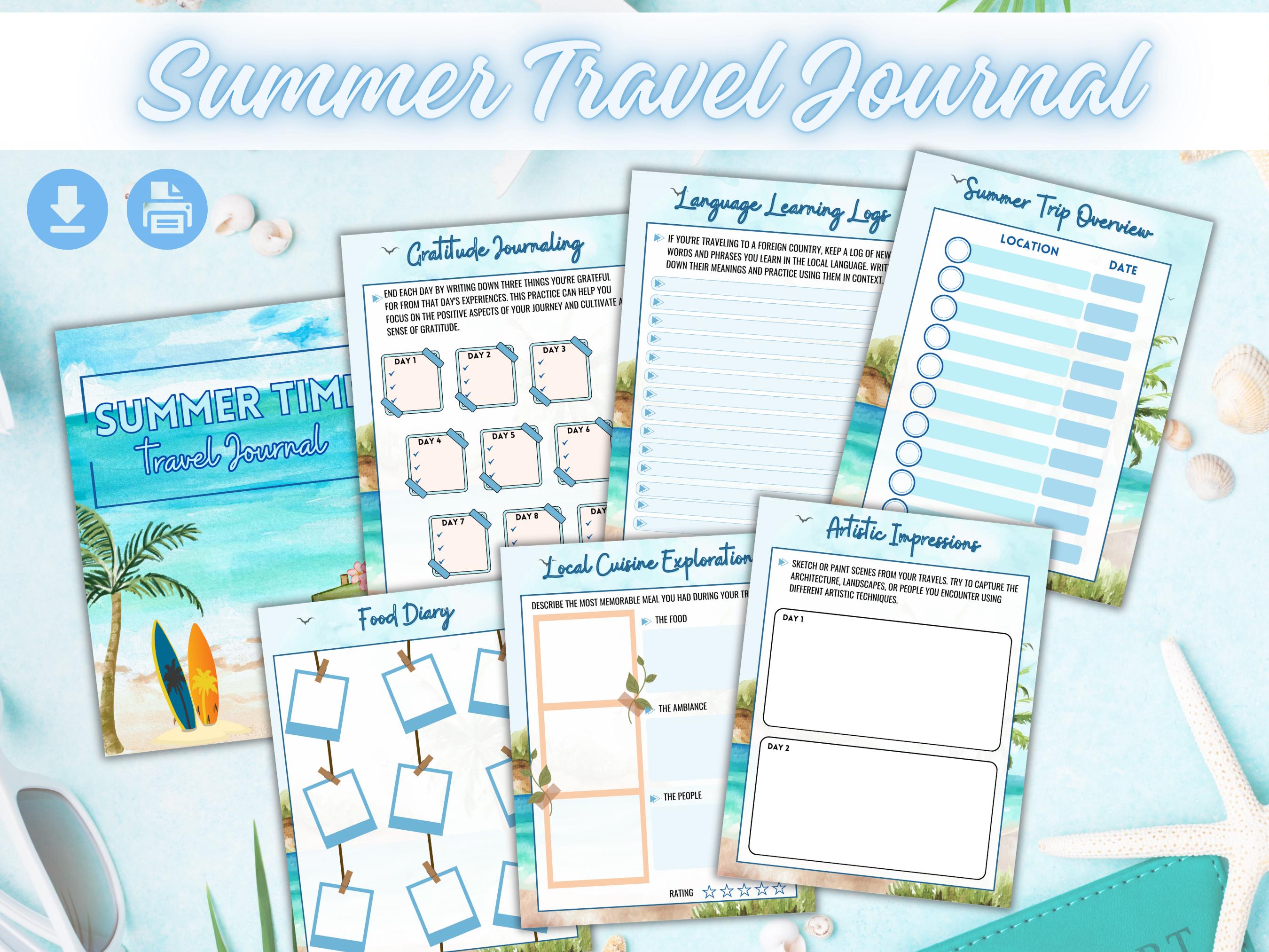 Summer Travel Journal Printable Vacation Memory Book Travel Planner ...