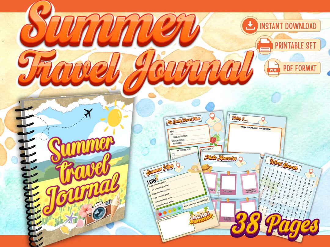 Summer Travel Journal Printable Kids Vacation Activity Book Memory ...