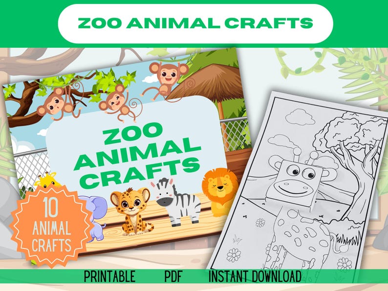 Zoo Animal Crafts Printable Activity Kids Craft Template Classroom ...