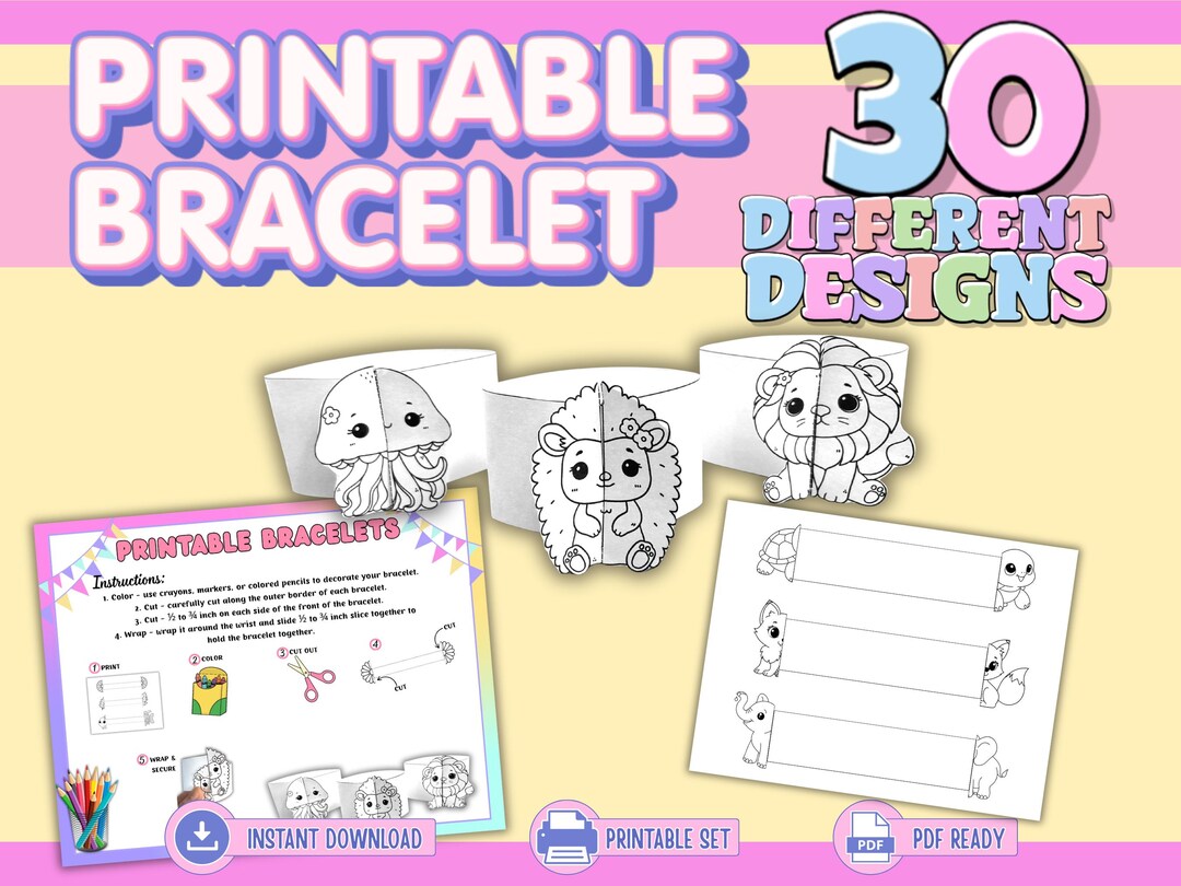 Printable Bracelet Craft for Kids 30 Designs DIY Classroom Activity ...
