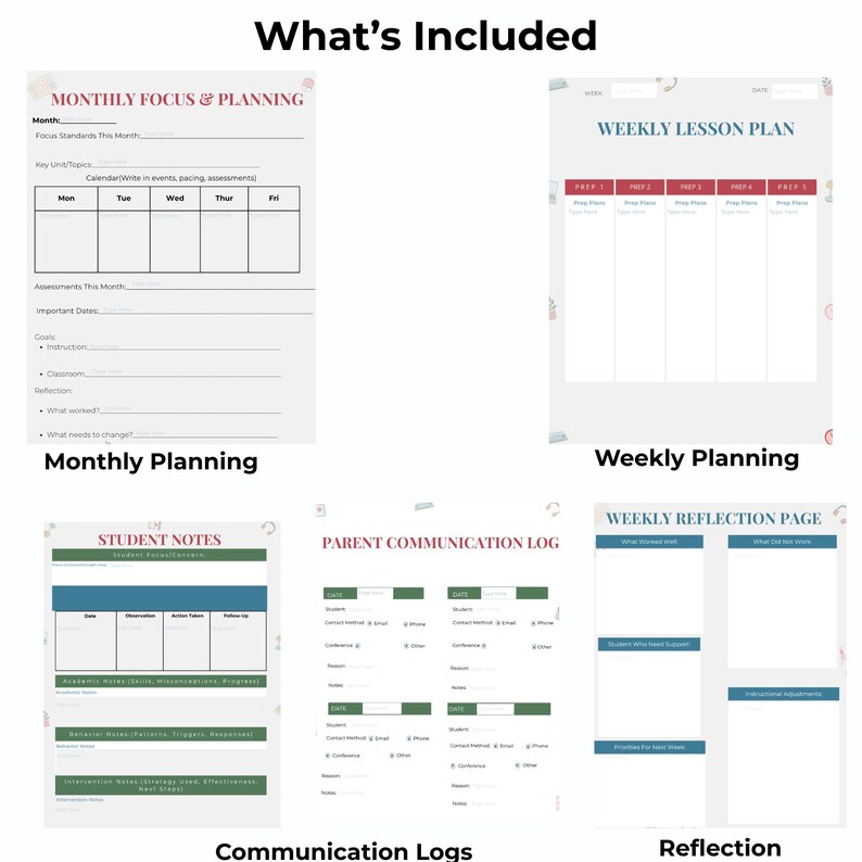 Editable Teacher Planner|undated Digital Planner|print or Digital ...