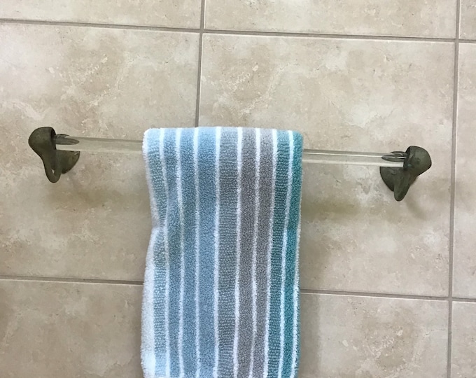 Vintage 18 Inch Glass Towel Rod and SAN O La Metal Mounting Brackets - Etsy