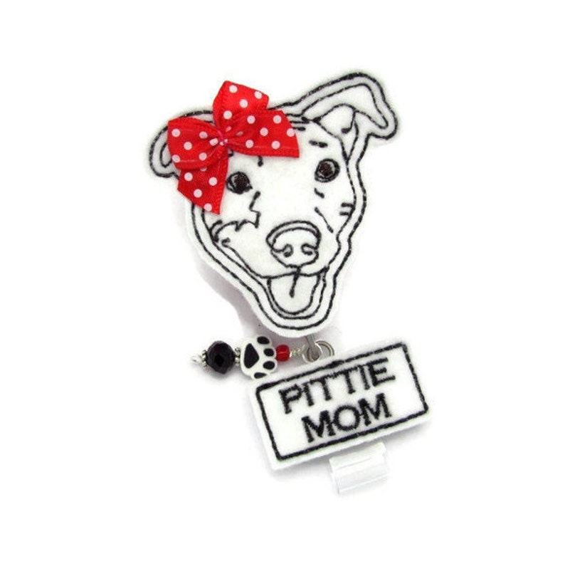 Pit Bull Pittie Mom Badge Reel - Pitbull Dog Lover ID Badge Reel Gift ...