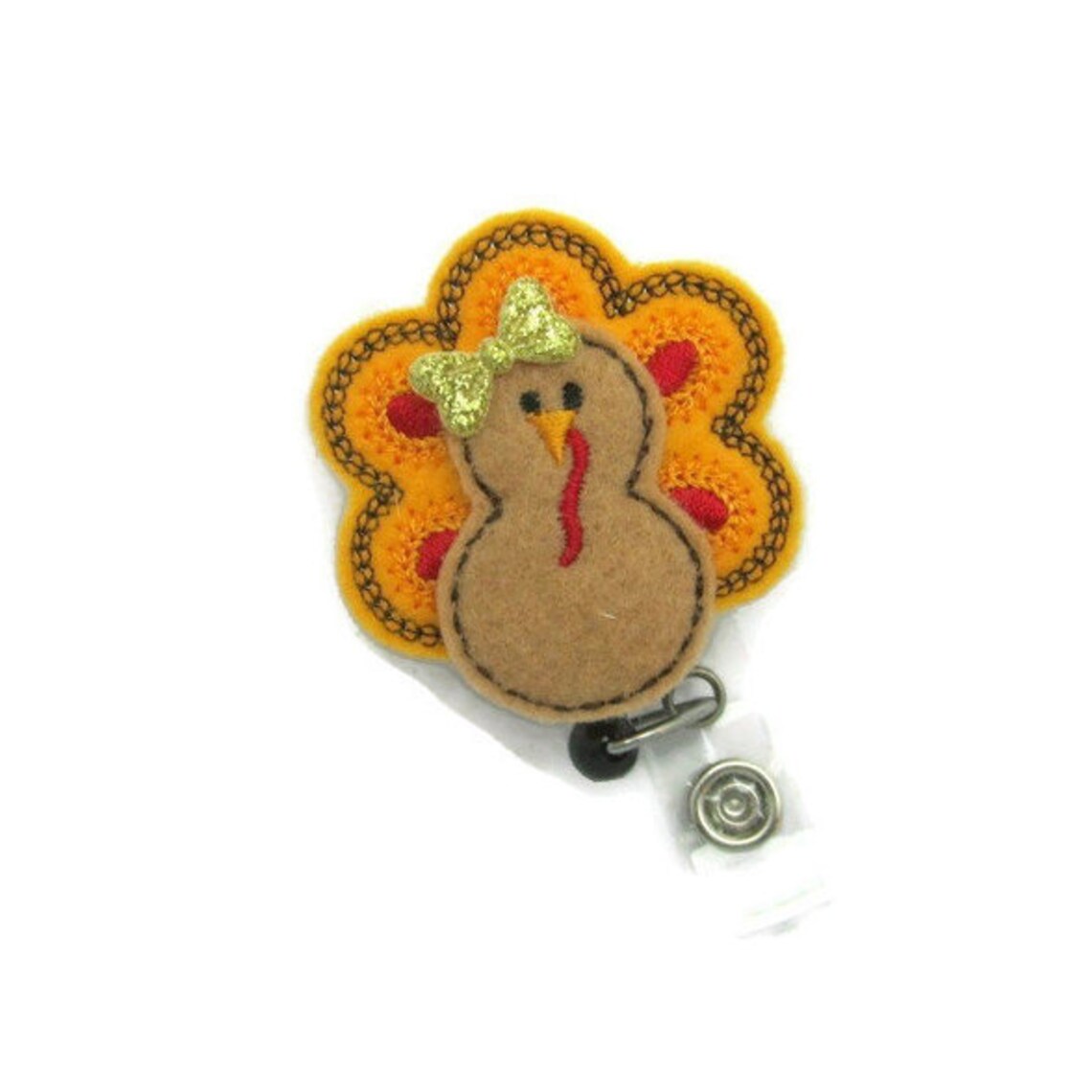 Turkey Badge Reel Thanksgiving Badge Clip Fall ID Holder - Etsy