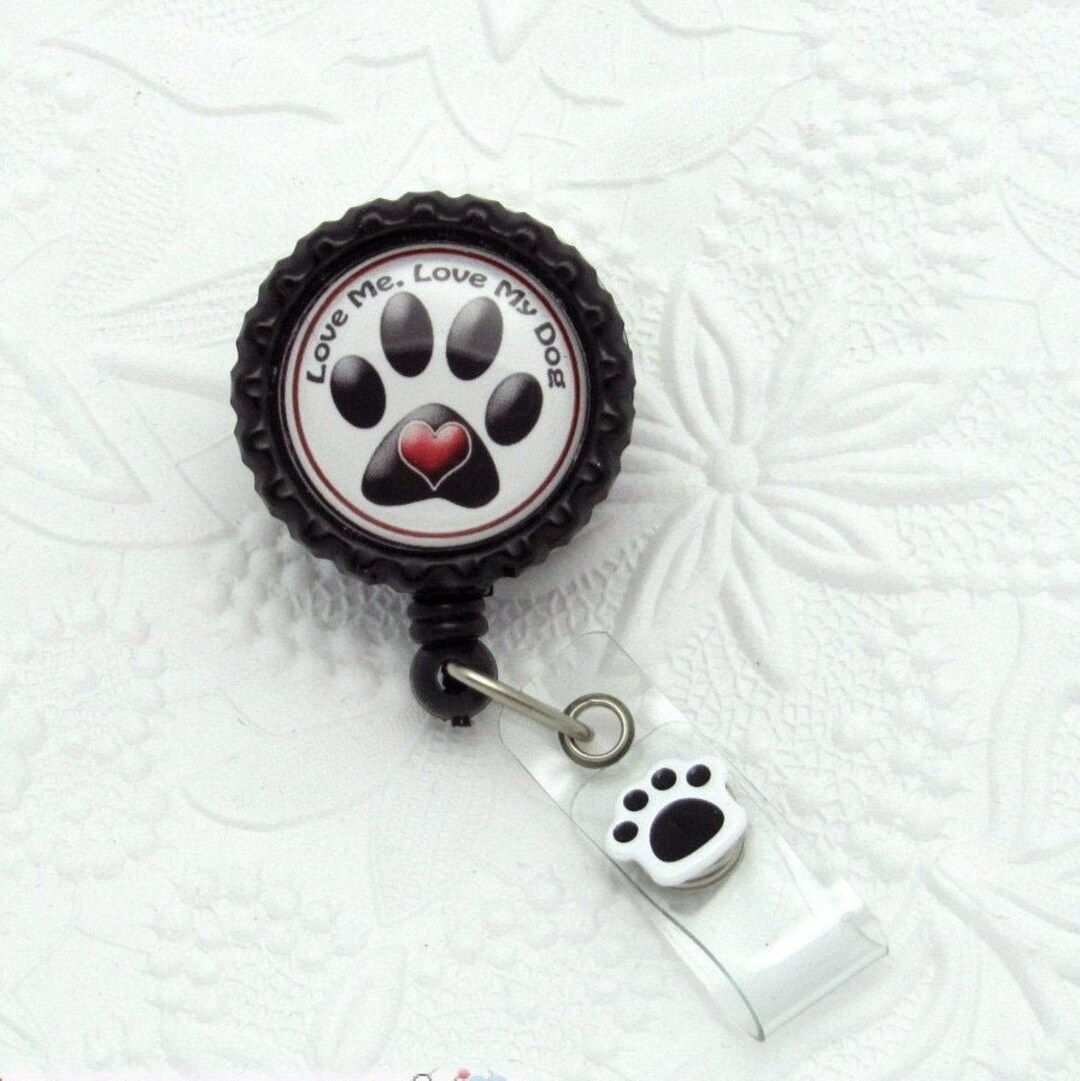I Love My Dog Retractable Badge Reel - Dog Badge Clips - Animal Badge ...