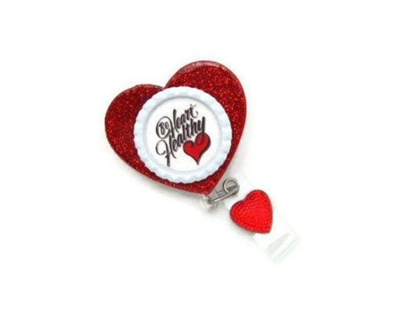 Heart Badge Reel - Heart Healthy Badge Reel - Badge Reel - Nurse Badge ...