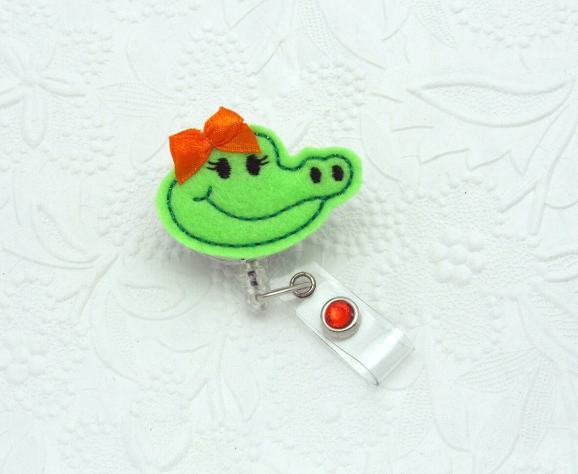 Gator Girl Badge Reels - Feltie Badge Clips - Felt Applique ID Holders ...