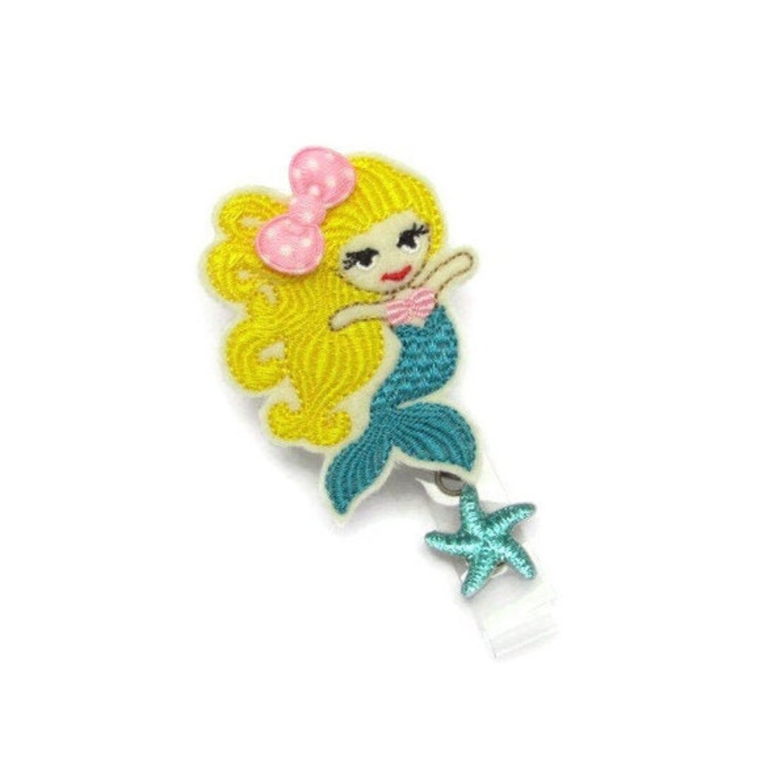 Blond Nurse Mermaid Badge Reel- Mermaid ID Badge Reel- Mermaid Gifts ...