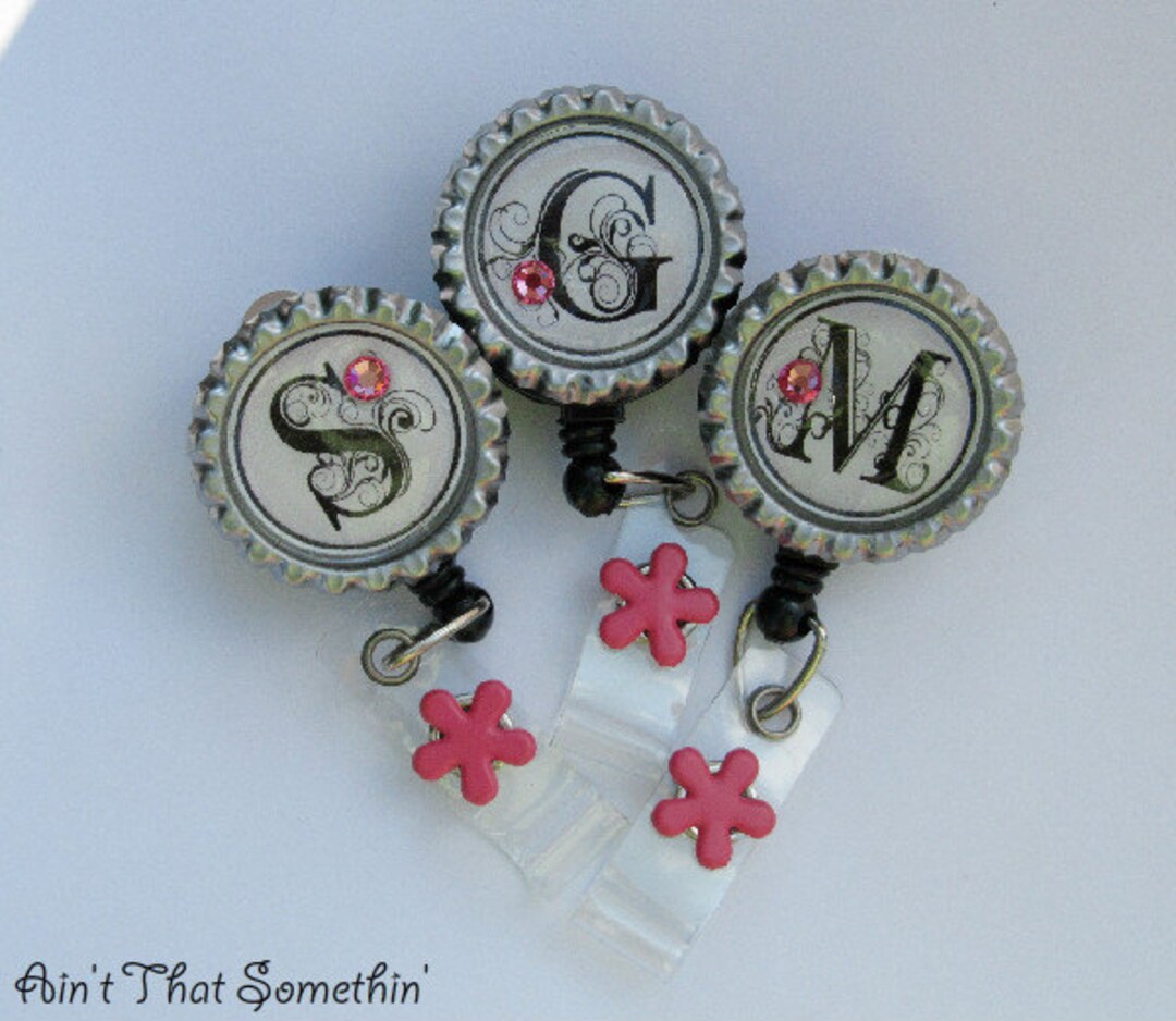 Black and White Curly Swirly Personalized Retractable Badge Reel ...