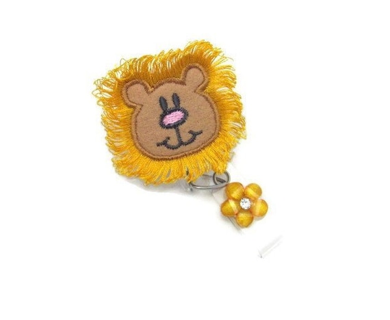 Lion Badge Reel Felt Applique Badge Reel Pediatric Badge | Etsy