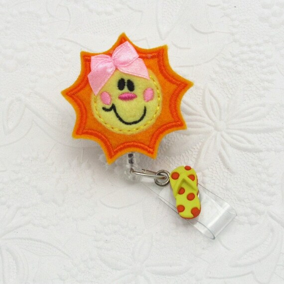 Here Comes the Sun Retractable Badge Reel Sun Felt Applique | Etsy