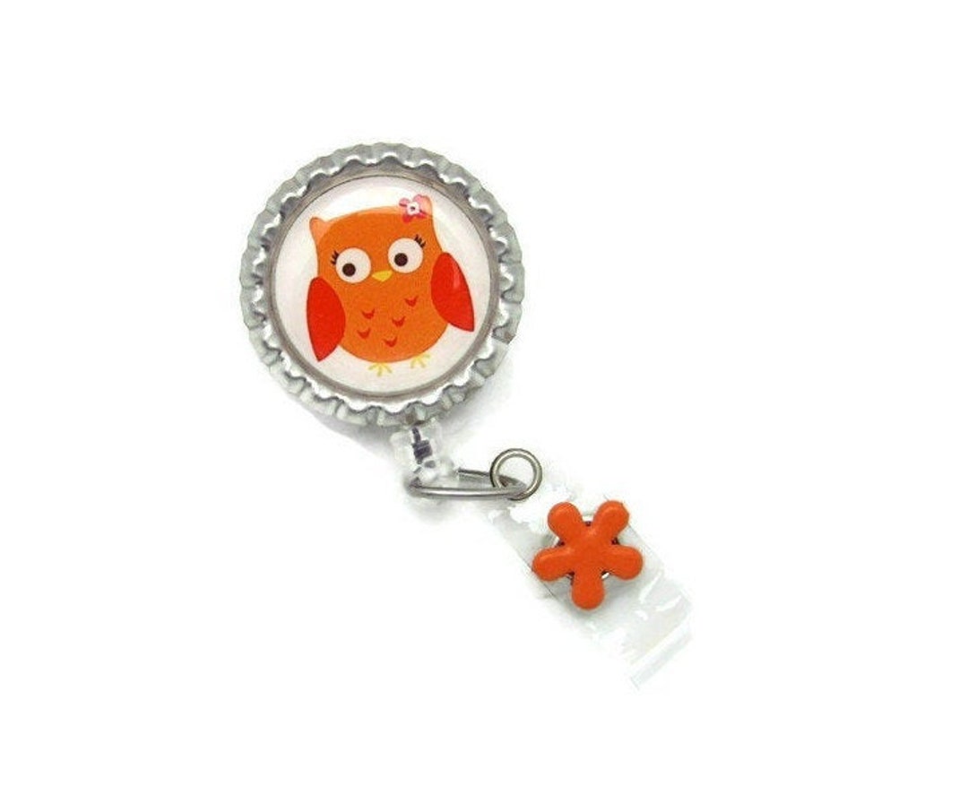 Orange Owl Badge Reel - Owl Badge Reels - Cute Badge Reel - Badge Reels ...