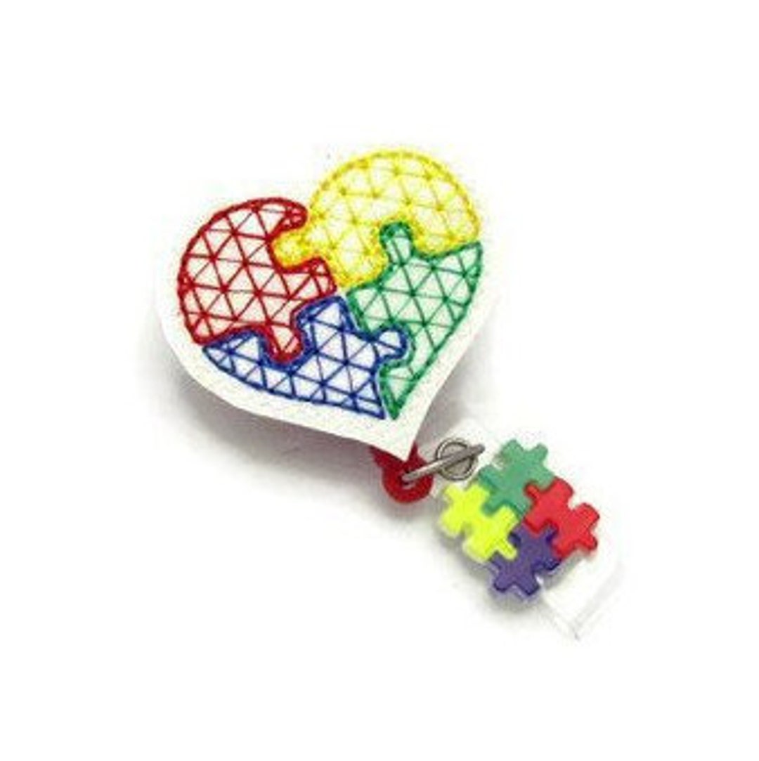 Autism Badge Reel - Puzzle Piece Badge Reel - Glitter Vinyl Badge Reel ...