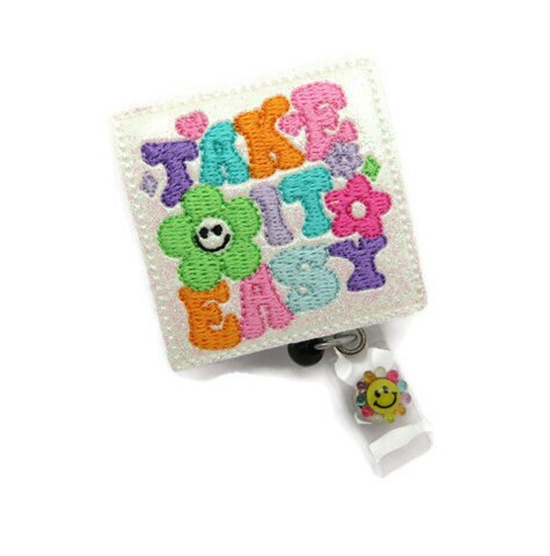 Take It Easy Retro Retractable Badge Reel - Cute Lightweight Badge Reel ...