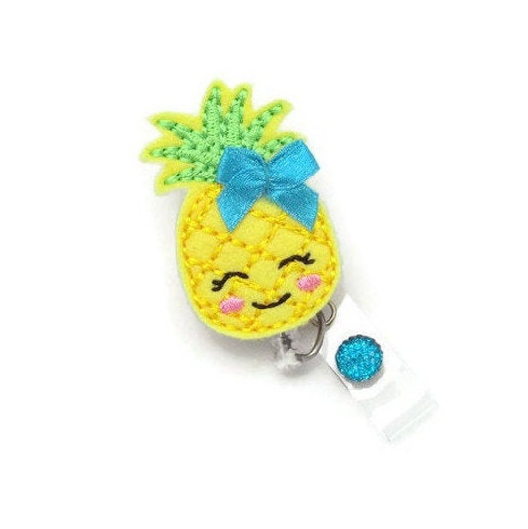 Pineapple Badge Reel - Cute Badge Reels - Felt Badge Reel - Nurse Badge ...