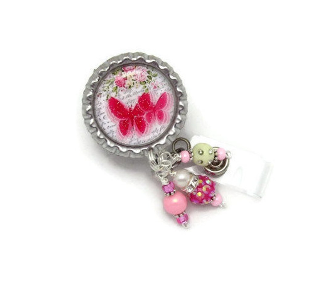 Butterfly Badge Reel - Pink Butterfly - Badge Reel - Pink Badge Reel ...