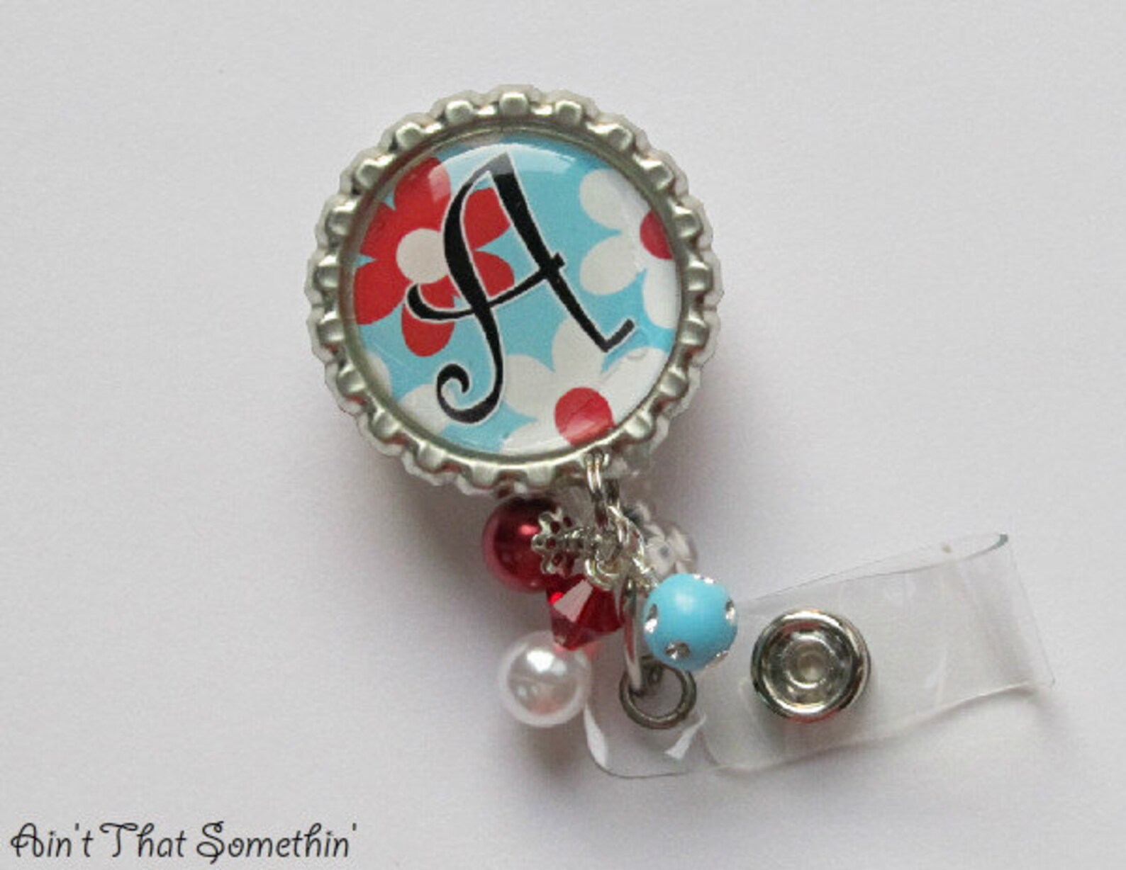 Personalized Flower Power Badge Reel With Bead Bundle - Etsy
