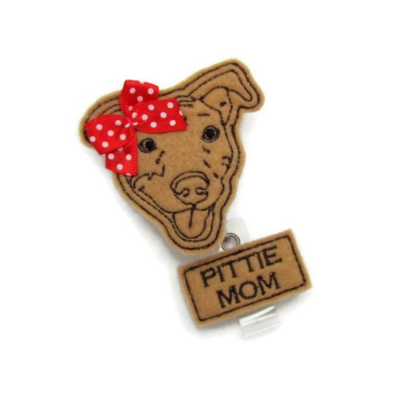 Pit Bull Pittie Mom Badge Reel Pitbull Dog Lover ID Badge | Etsy