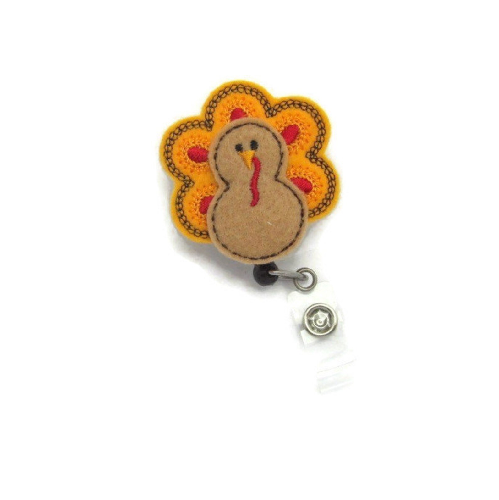 Turkey Badge Reel Thanksgiving Badge Clip Fall ID Holder - Etsy