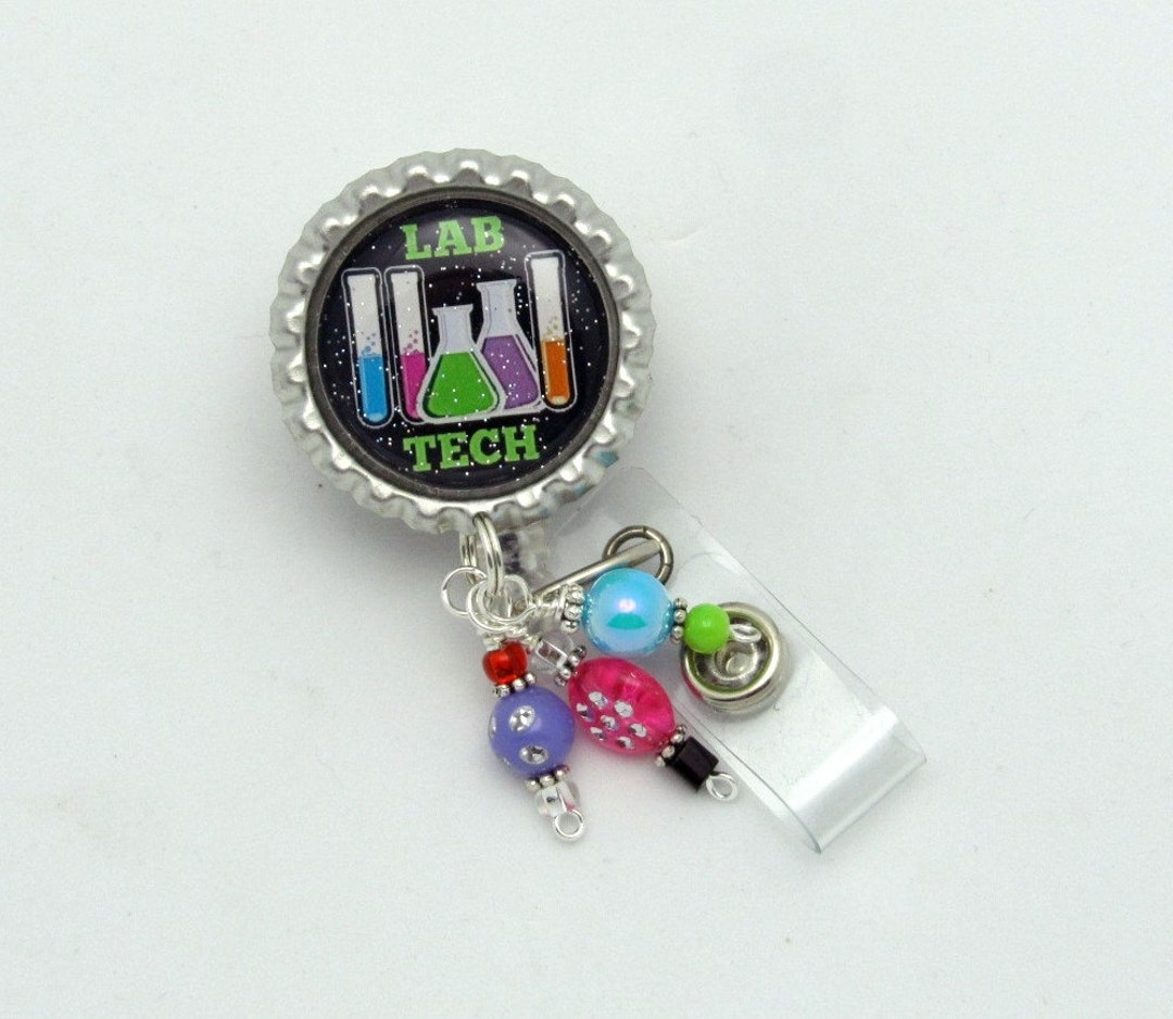 Lab Tech Retractable Badge Reel - Medical Badge Clips - Designer Badge ...