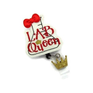 Lab Queen Laboratory Cute Retractable ID Name Badge Reel Lanyard Gift ...