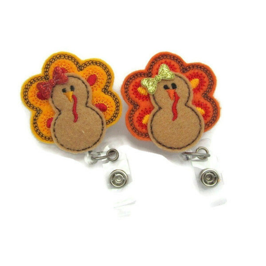 Turkey Badge Reel - Thanksgiving Badge Clip - Fall ID Holder - Turkey ...