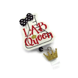 Lab Queen Laboratory Cute Retractable ID Name Badge Reel Lanyard Gift ...