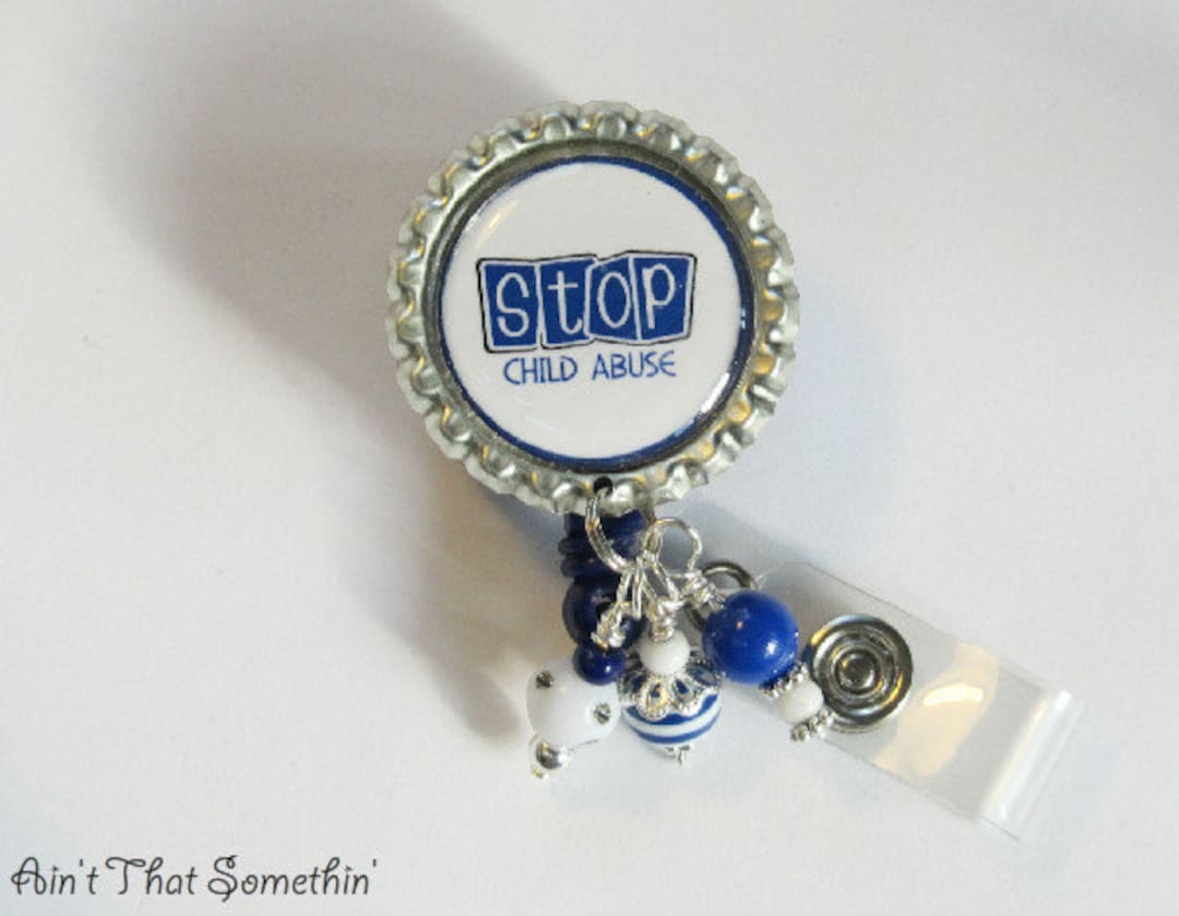 Stop Child Abuse Retractable Badge Reel - Awareness Badge Clips - Cause ...
