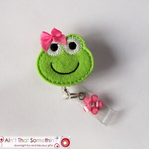 Frog Face Retractable Badge Reel Frog Badge Clip Cute ID Holder ...
