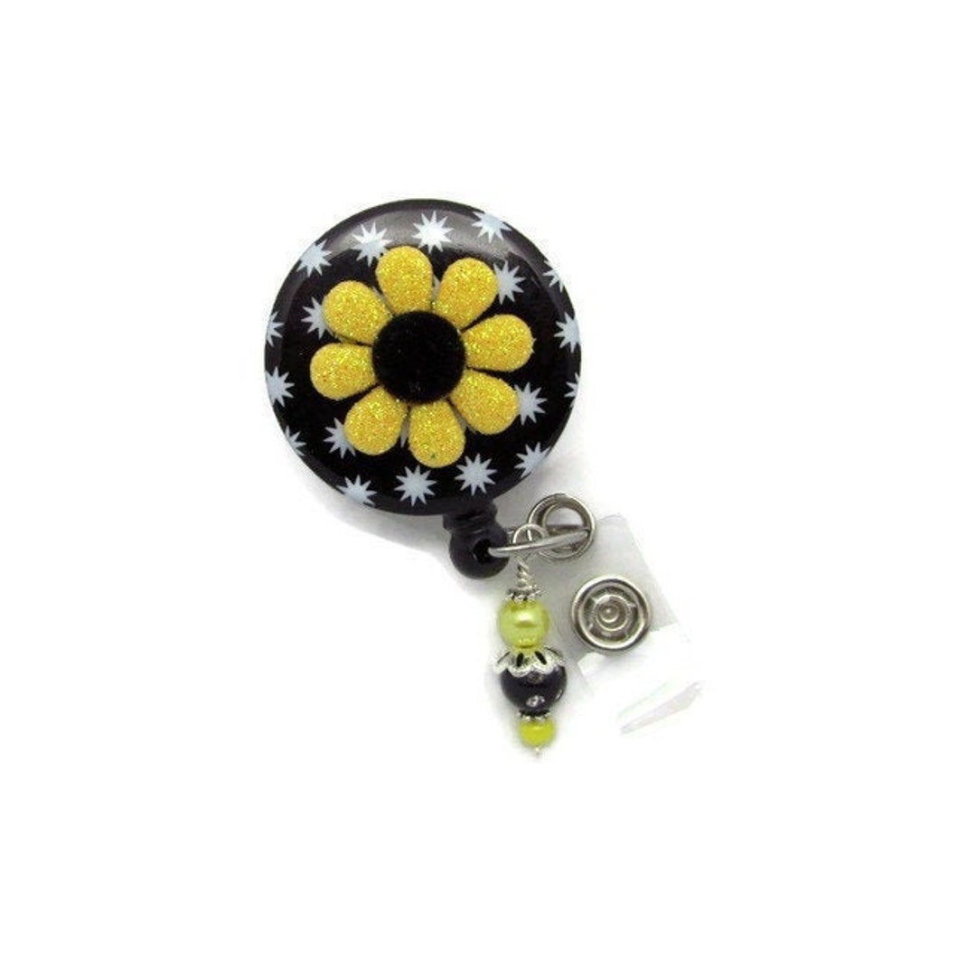 Sunflower Retractable ID Name Badge Reel Lanyard - Cute Designer ...