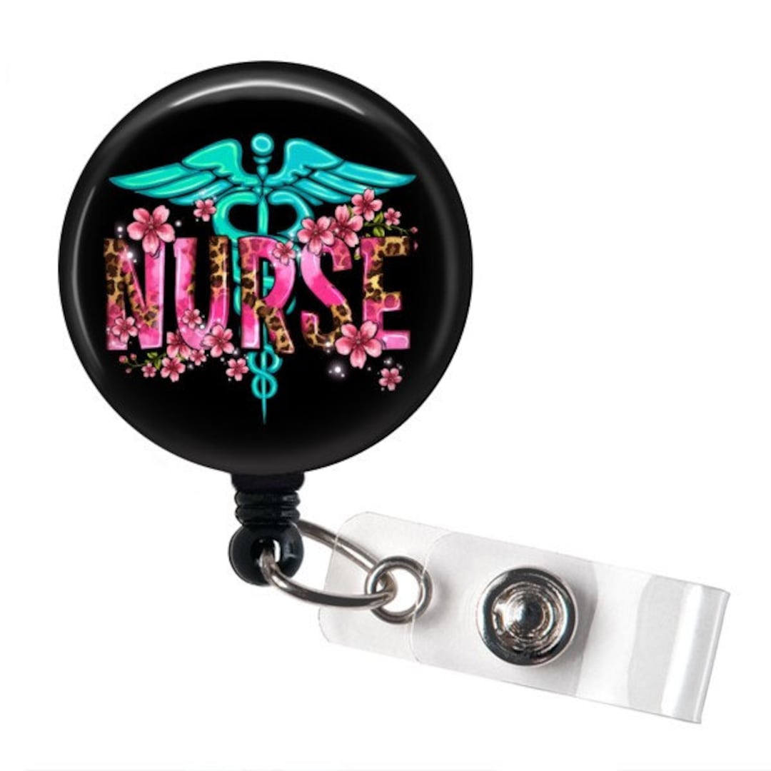 Nurse With Caduceus Retractable ID Badge Reel Nursing Medical Hospital ...