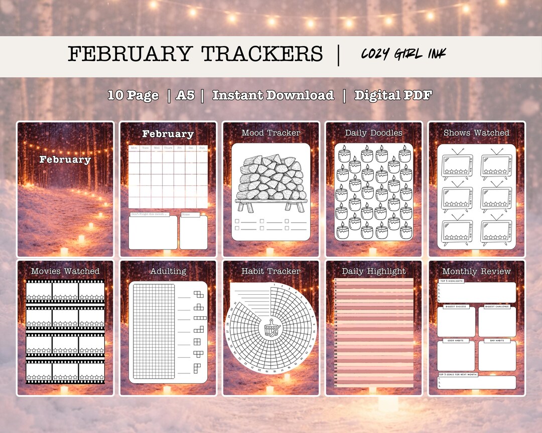 February A5 Planner Inserts | Cozy Winter Theme (digital Download PDF ...