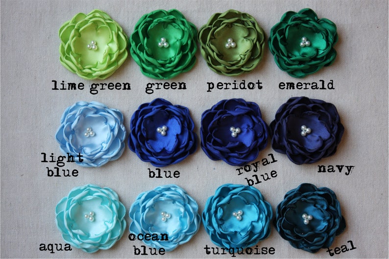 Red/white/royal Blue Satin Flower Pin, Large, 34 Colors Satin Flower ...