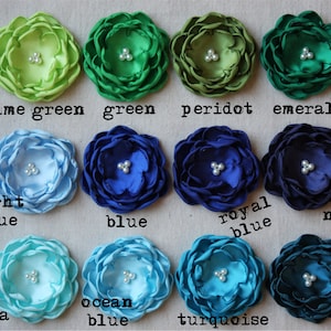 34 Colors Large Satin Flower Pin, Satin Flower Pin With Rhinestones ...