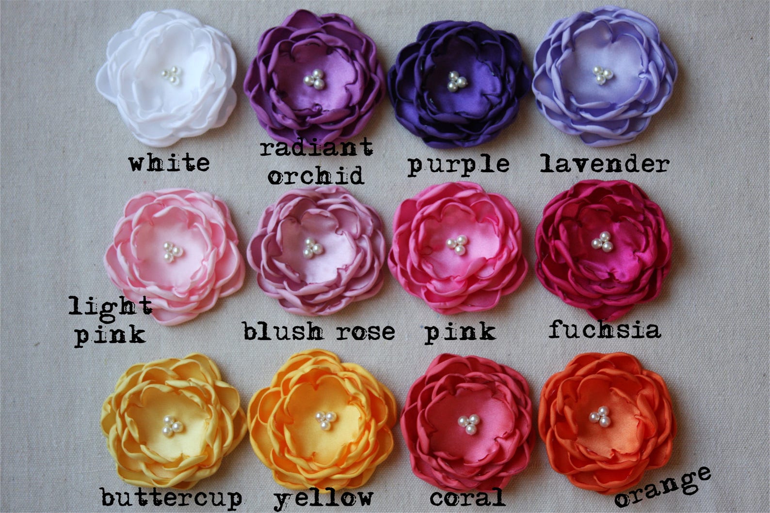 34 Colors Large Satin Flower Pin, Orange Satin Flower Pin, Flower ...