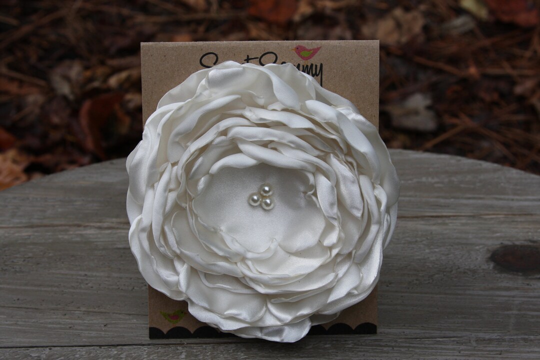 34 Colors Large Satin Flower Pin Ivory Cream Satin Flower Pin - Etsy