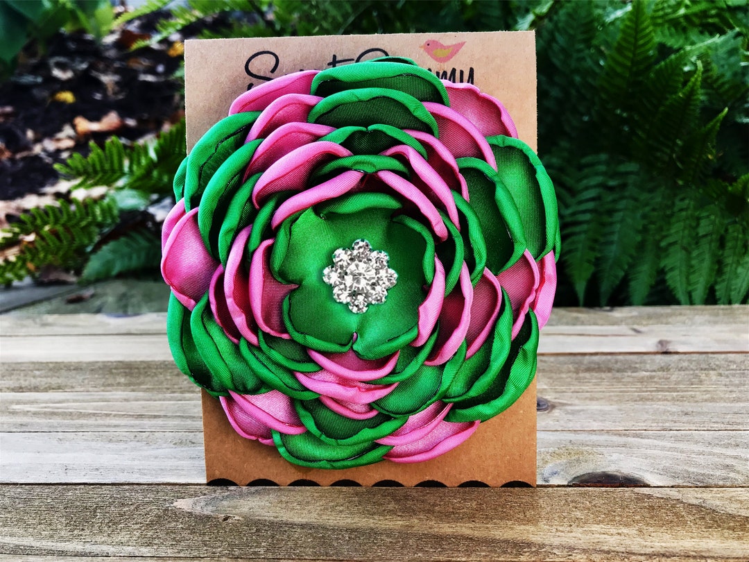 34 Colors Large Satin Flower Pin, Satin Flower Pin With Rhinestones ...