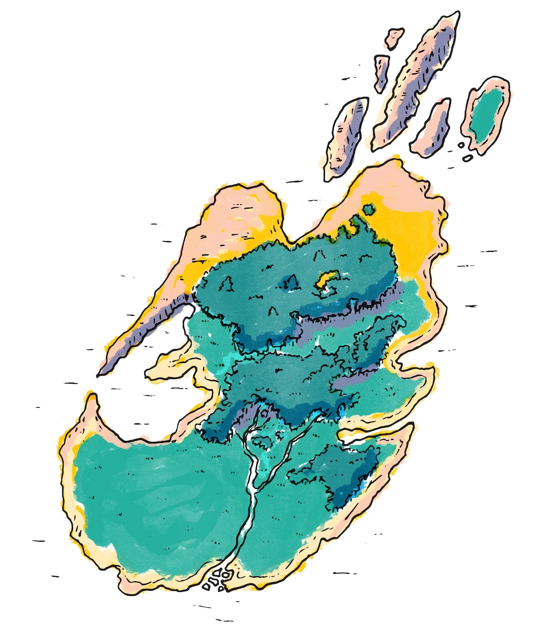 Mapa de la Isla Dibujo para Imprimir y Colorear - Etsy México